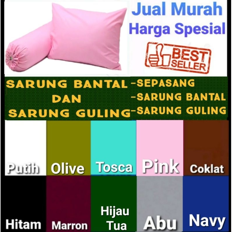 Jual Sarung Bantal Dan Sarung Guling Ukuran Standar Bahan Katun Micro ...