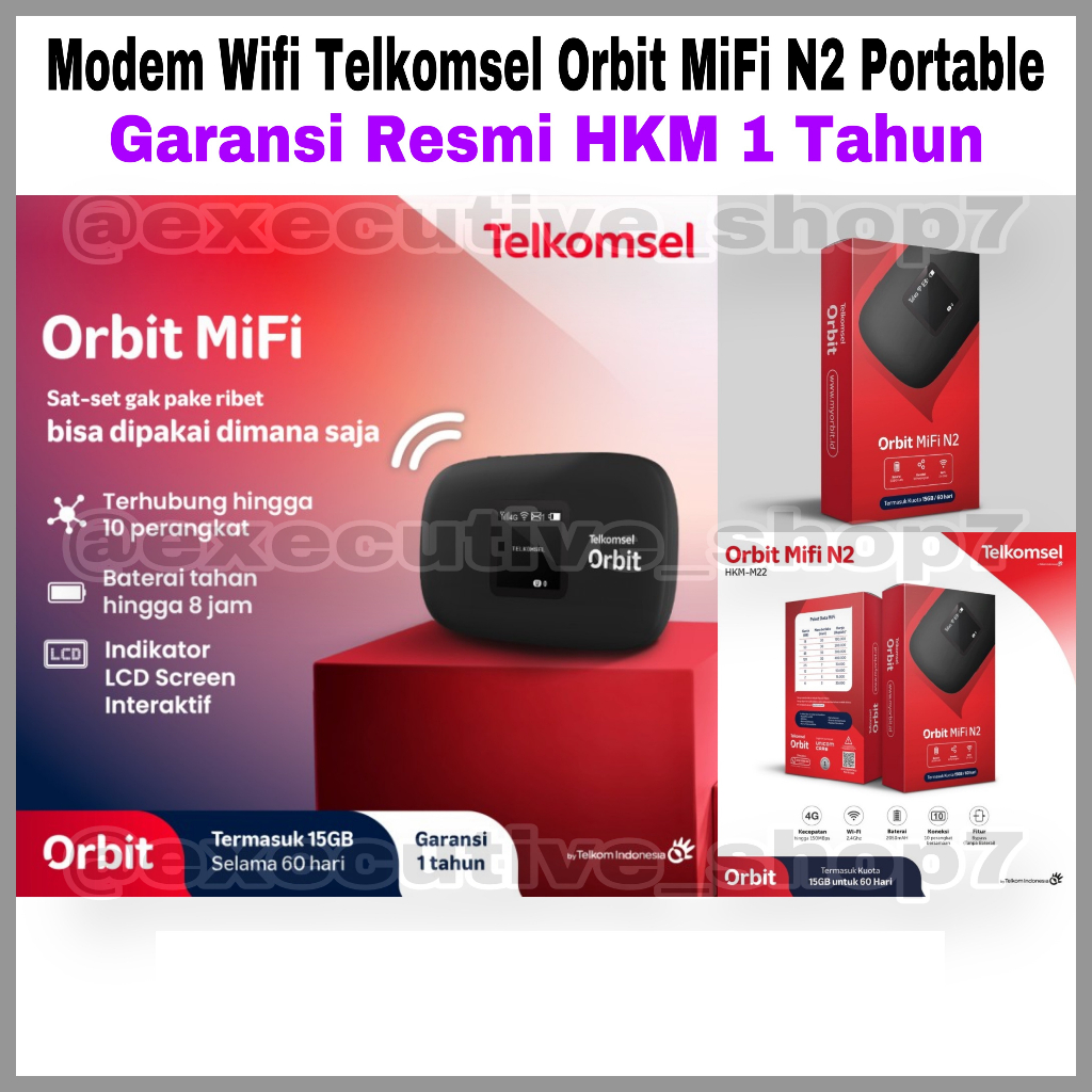 Jual Modem Wifi Telkomsel Orbit Mifi N2 Portable Garansi Resmi HKM 1 ...