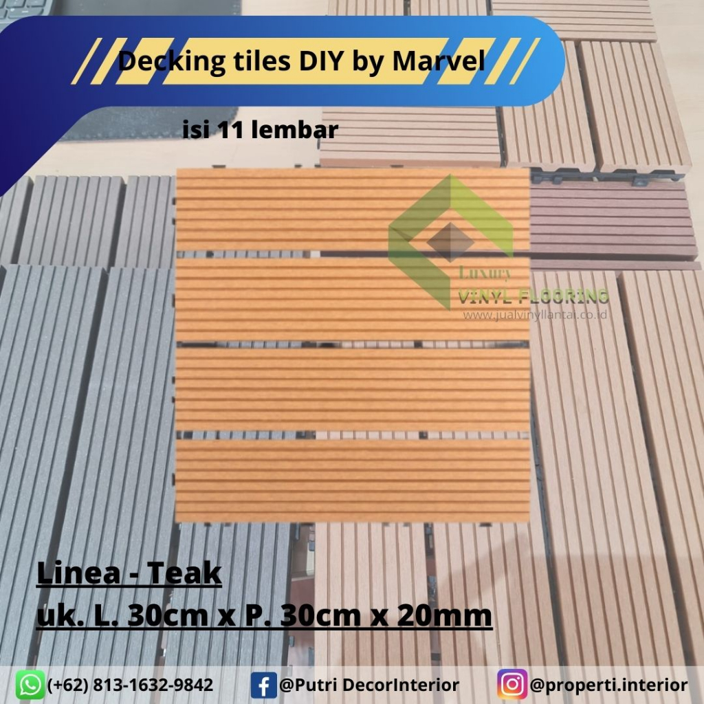 Jual Decking tile DIY by Marvel Linea Teak uk. 30cm x 30cm tebal 20mm ...