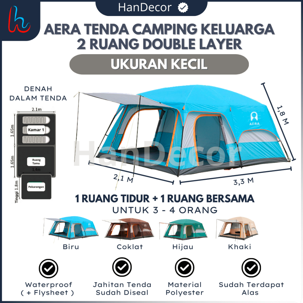 Jual TENDA KAMPING KELUARGA 4 ORANG DOUBLE LAYER | TENDA TENTASTIC ...