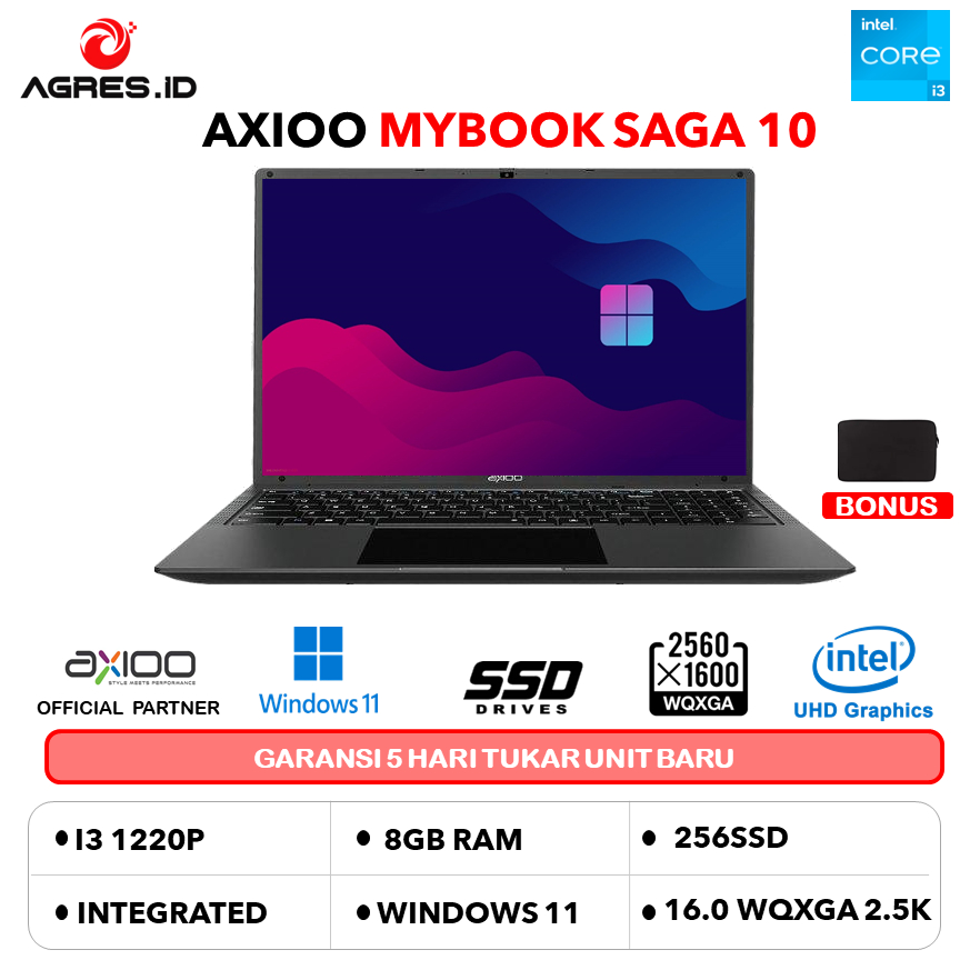 Jual AXIOO MYBOOK SAGA 10 I3 1220P 8GB 256GB W11+OHS 16.0WQXGA 2.5K GRY | Shopee Indonesia