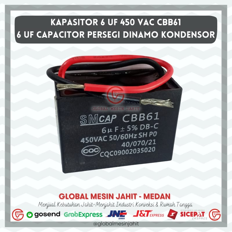 Jual Kapasitor 6 uf 450 VAC CBB61 6UF Capacitor Persegi Dinamo ...