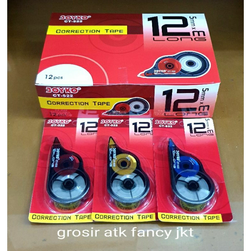Jual Tipex Kertas Correction Tape Pita Koreksi Joyko CT-522 (12 meter x ...