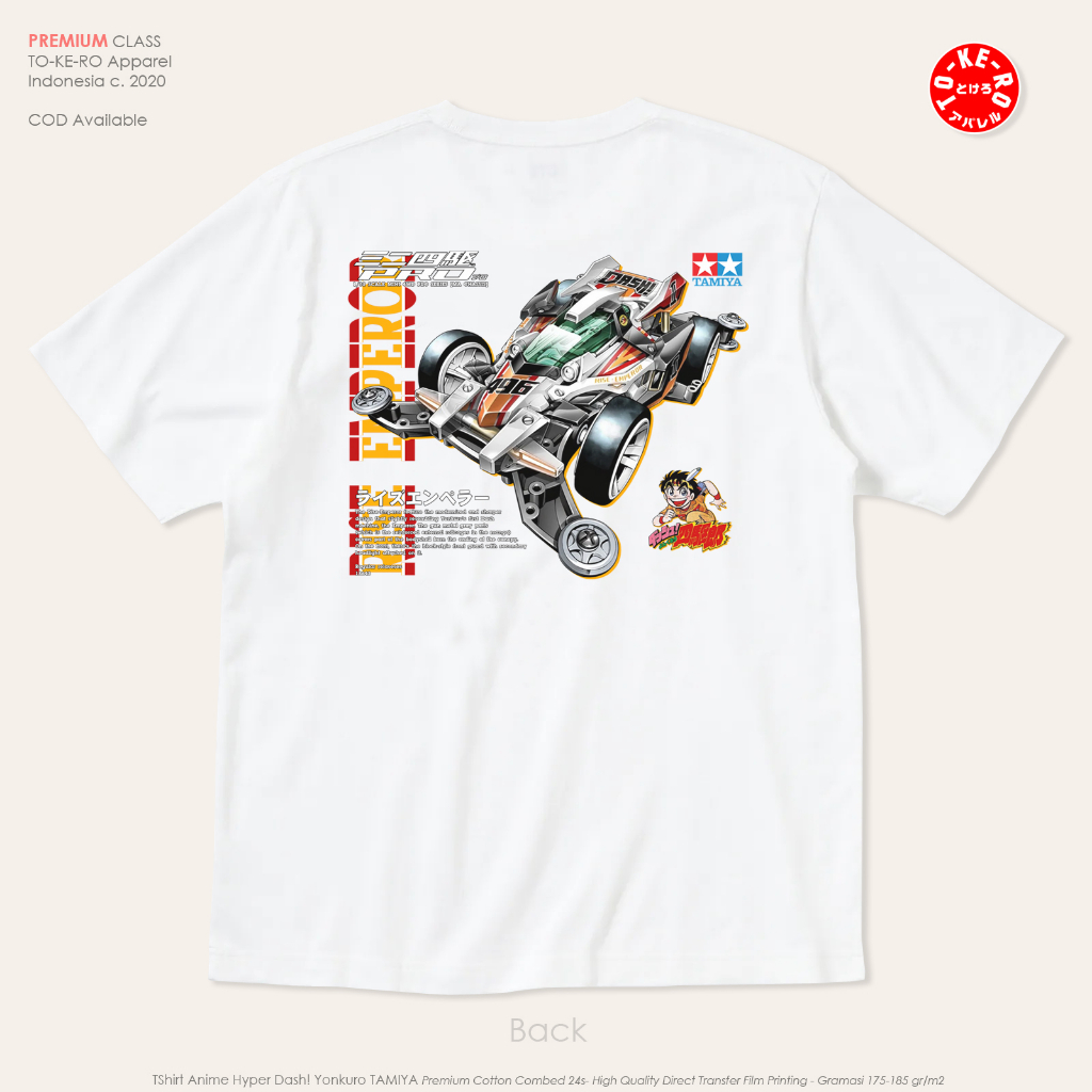 Jual Kaos Anime Hyper Dash! Yonkuro TAMIYA Mini 4WD Rise Emperor [White ...