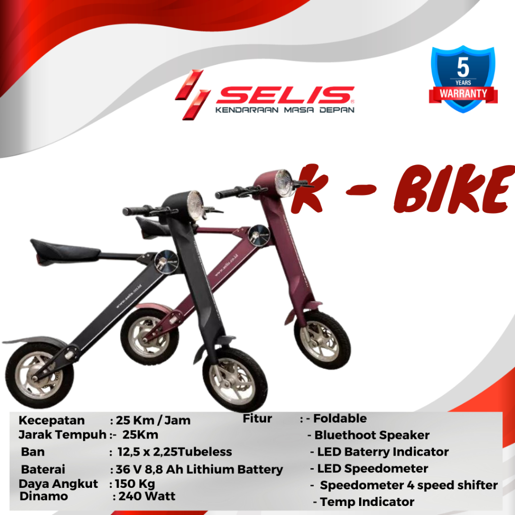 Jual Selis - K-Bike Scooter Listrik Lipat 36V 8,8 Ah Lithium battery ...