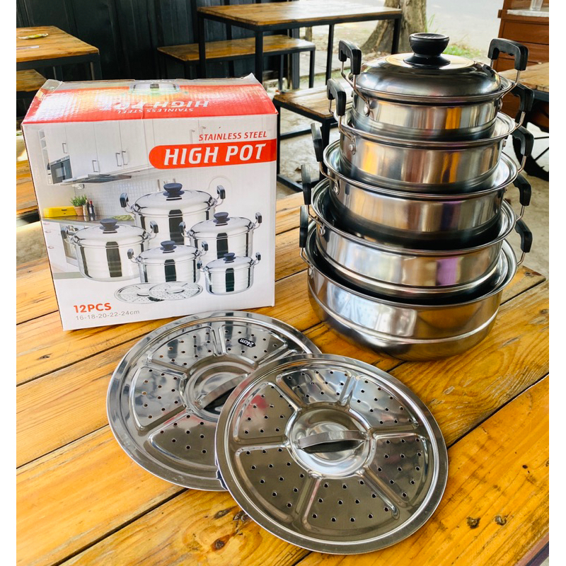 Jual Panci set kingko panci stainless panci susun isi 5pcs plus steamer ...