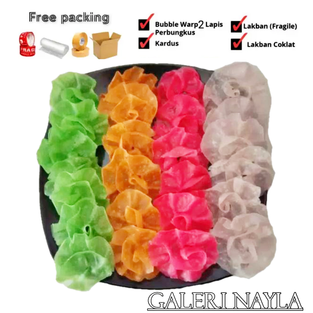 Jual Kerupuk Dapros Mentah Kembang Rose Mawar Warna Bahan Tepung Beras ...