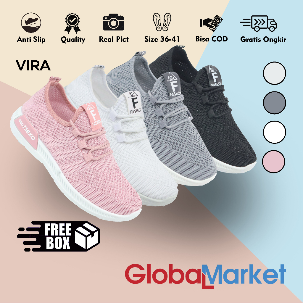 Jual Globalmarket Free Kotak Box Aira Sepatu Olahraga Lari Wanita ...