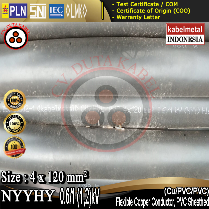 Jual Kabel NYYHY 4x120 mm2 / KABELMETAL (KMI)/ SUPREM CABLE/4x120mm/4 x ...