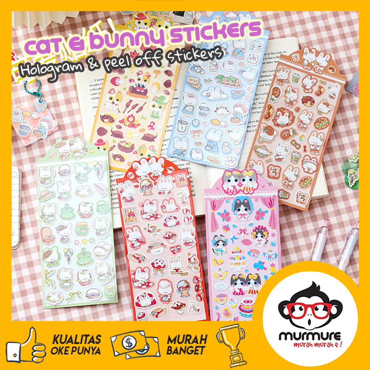 Jual MURMURE | STICKER ALA KOREA KELINCI KUCING LUCU DECO JURNAL BUJO ...