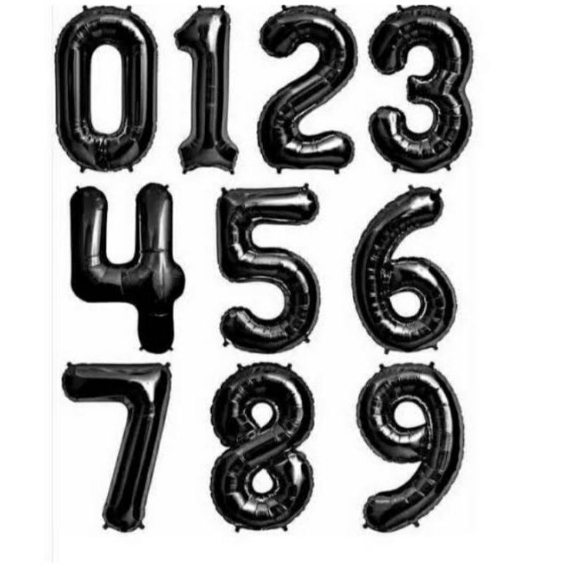 Jual BALON FOIL ANGKA HITAM UK. -+ 80 CM | Shopee Indonesia