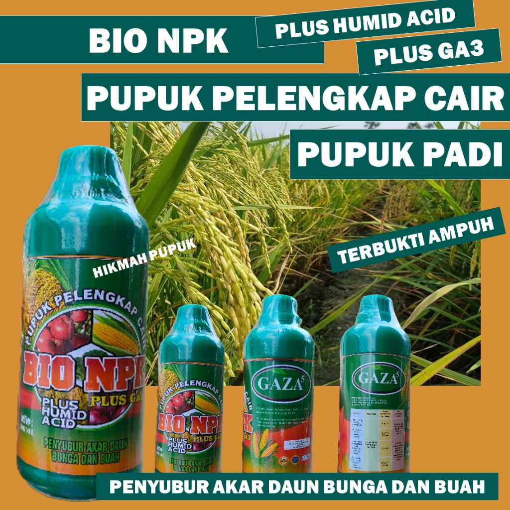 Jual Pupuk NPK Plus Ga3 dan Humid Acid Pelebat Padi Terbaik BIO NPK Isi 500 ML, Pupuk Organik ...