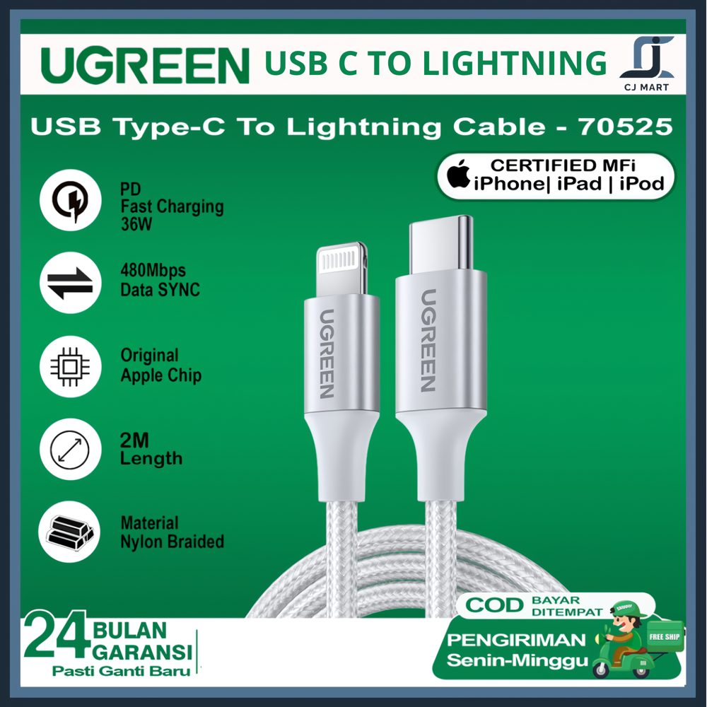 Jual UGREEN Kabel Data Lightning Mfi For iPhone 11 12 13 14 Fast ...