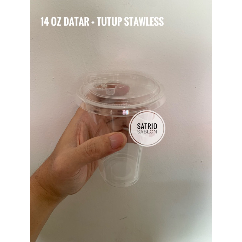 Jual (Harga per slop : 50 pcs) Gelas Plastik dan Tutup Strawless ...