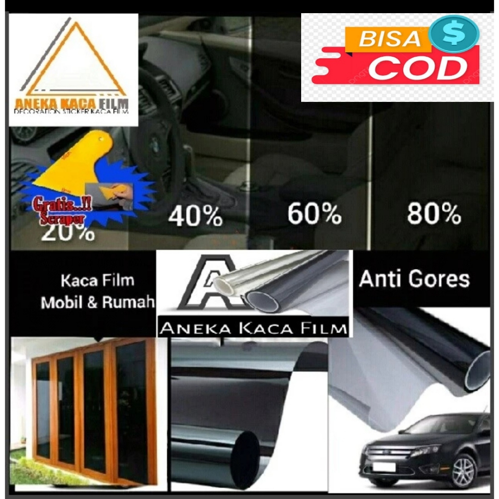 Jual stiker kaca film riben hitam 40%60%80% kaca film tolak panas kaca ...