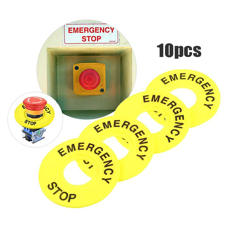 Jual Name Plate Emergency Stop 10pcs Label Emergency Stop 22 mm 60 mm ...