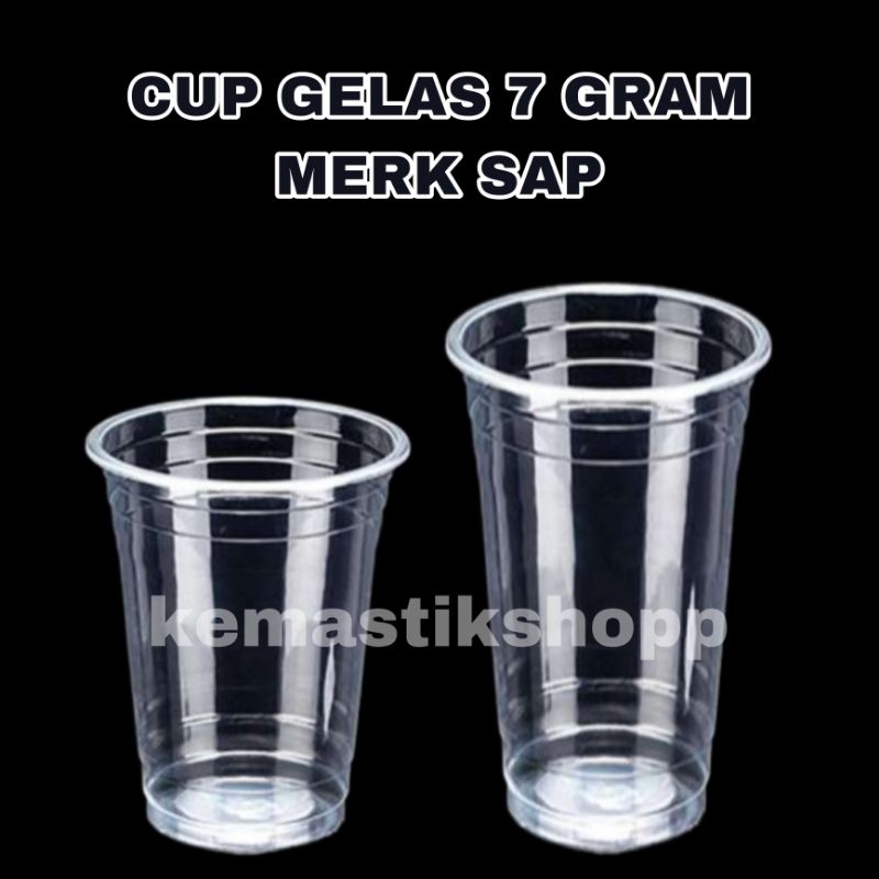 Jual (ISI 50 PCS) Cup Gelas Datar 12oz - 14oz - 16oz 7 gram merk SAP ...