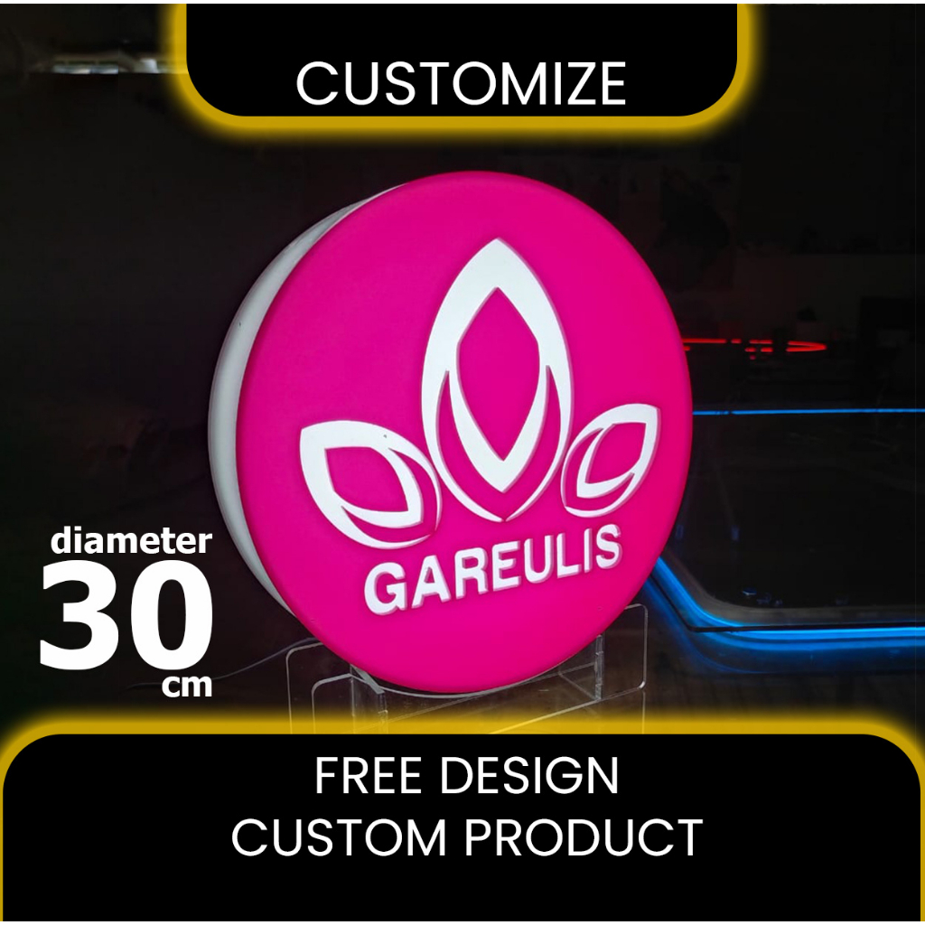 Jual 30cm Emboss Minimalis Sign Box I Neon Box Round Huruf Timbul ...