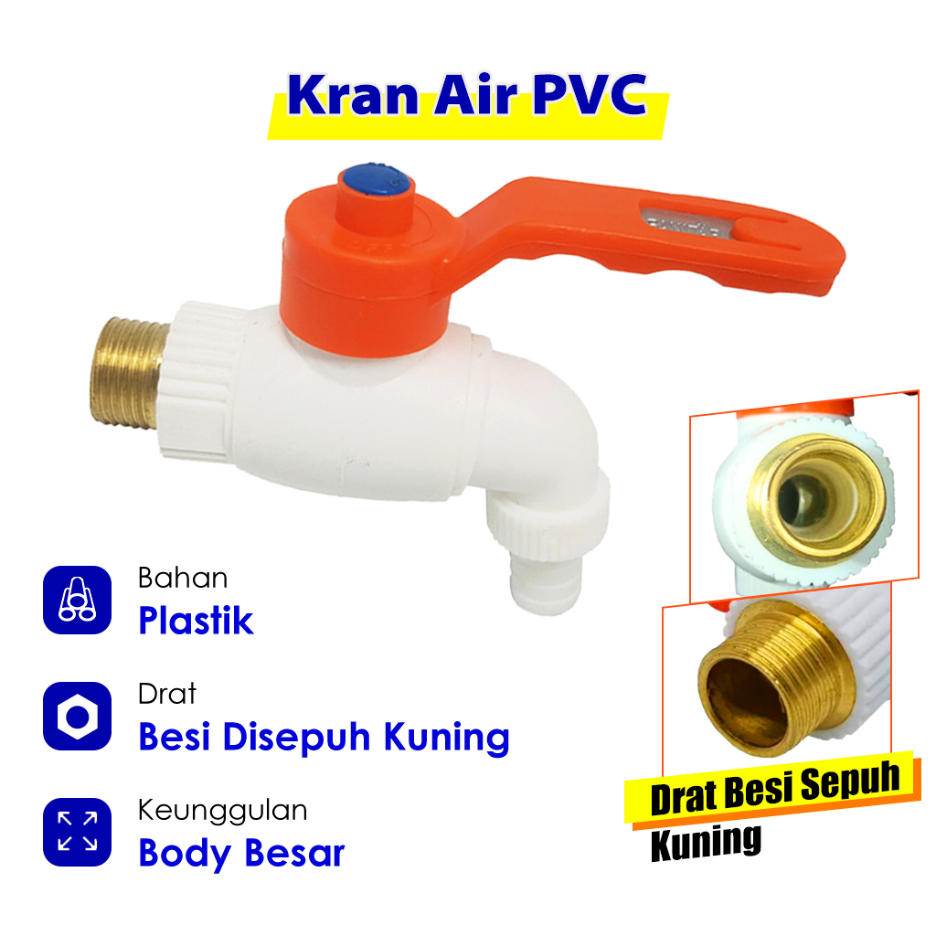 Jual Kran Turkey PVC Jumbo Drat Kuningan / Kran Tembok PVC Jumbo Keran ...