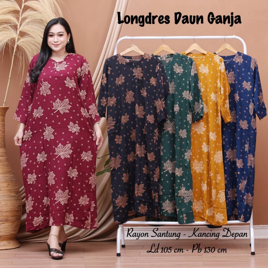 Jual Daster Lukis Panjang Longdress Santung Rayon Kekinian Daster Lengan Panjang Murah Rayon ...