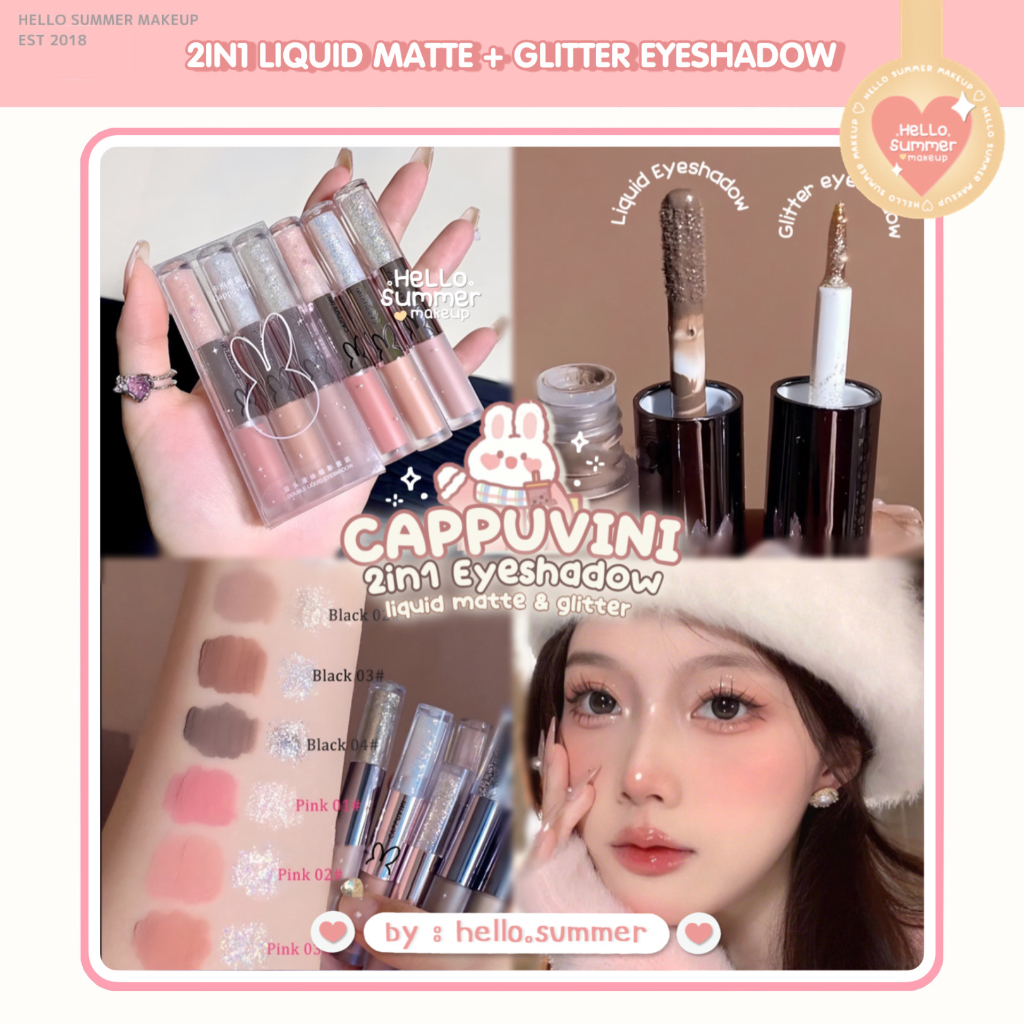 Jual CAPPUVINI Bunny Liquid Matte & Glitter Eyeshadow 2in1 Korean Eye ...