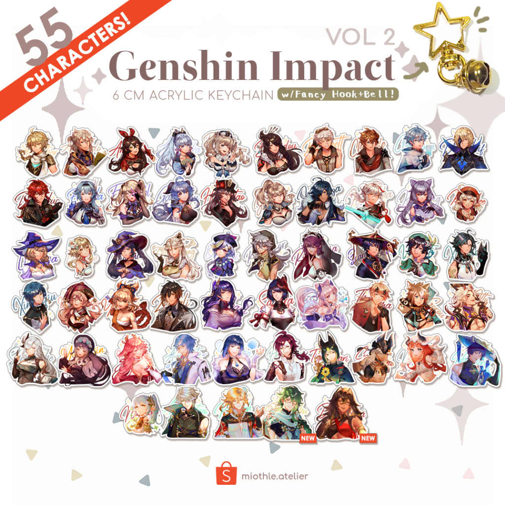 Jual Genshin Impact Keychain VOL 2 Gantungan Kunci Fan Merchandise ALL CHARACTERS | Shopee Indonesia