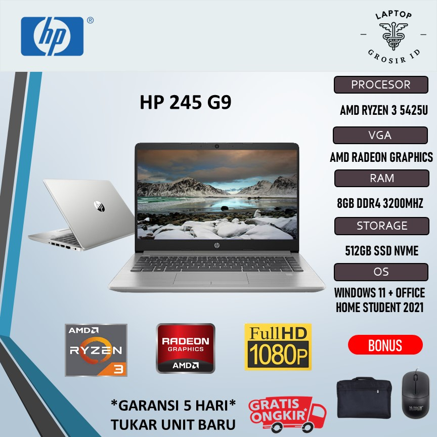 Jual Laptop HP 245 G9 RYZEN 3 5425 8GB 512SSD RADEON W11 14.0 SLIM ...
