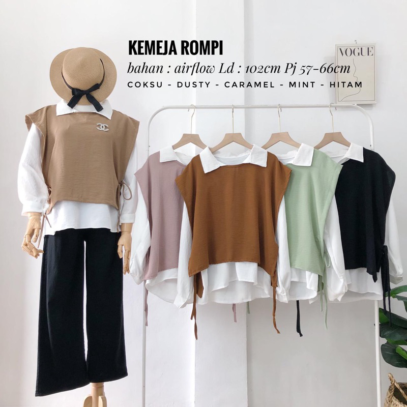Jual KEMEJA ROMPI VEST TALI AIRFLOW | SETELAN BAJU ROMPI | Shopee Indonesia