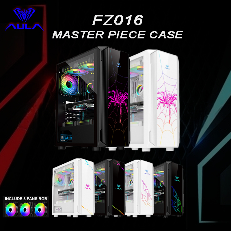 Jual Casing PC Gaming / Komputer Gaming AULA FZ016 include 3 fans RGB ...