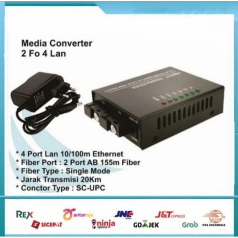 Jual Media Converter fiber optic 2 Port FO 4 Por LAN | Shopee Indonesia