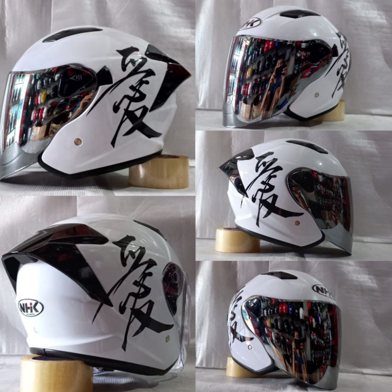 Jual HELM HLAF FACE NHK R1 MAX KANJI #1 BLACK GOLSSY ORIGINAL HELM ...
