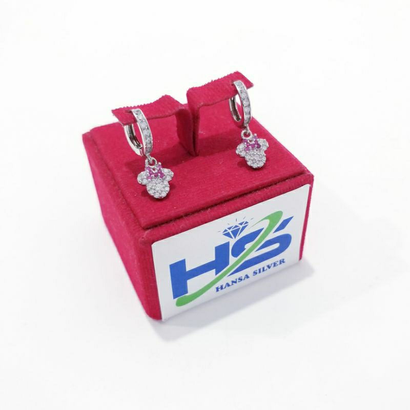 Jual Anting Perak Anak Asli Silver 925 Lapis Emas Putih Model Jepit Agogo Mickey Mouse - Perak ...