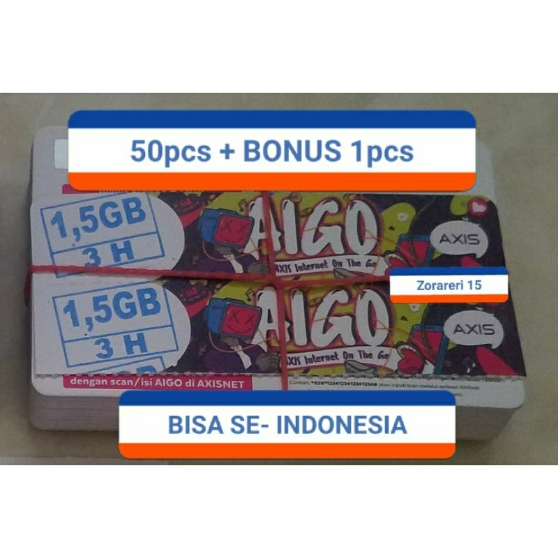 Jual Voucher AXIS 1,5GB (2GB) 3 Hari (ORDER 50pcs + BONUS 1pcs) | Shopee Indonesia