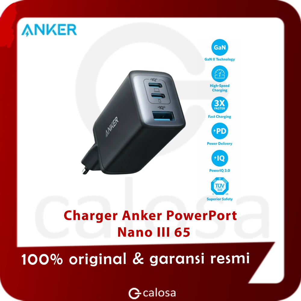 Jual Charger Anker PowerPort III 2-Port 65W Pod Powered By Gan II Tech ...