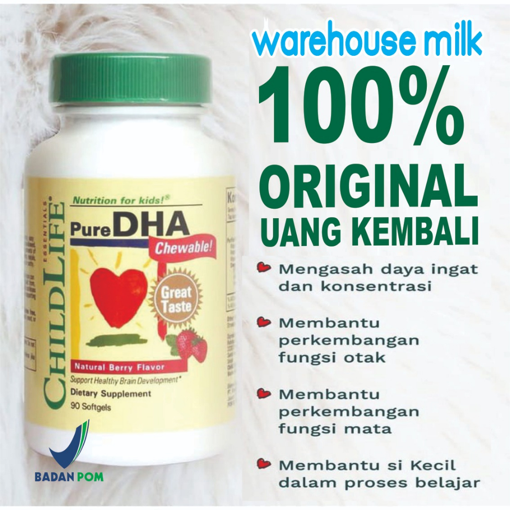 Jual CHILDLIFE CHILD LIFE PURE DHA CHEWABLE FISH OIL MINYAK IKAN ...