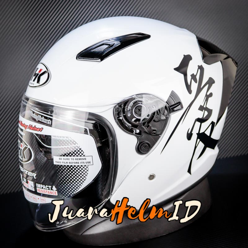 Jual NHK HELM R1 MAX KANJI #1 / WHITE BLACK / DOUBLE VISOR | Shopee ...