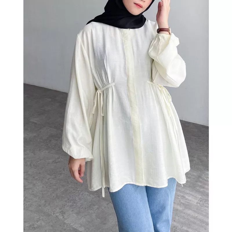 Jual ALESA Blouse Semi Tunik Polos Linen Premium | Shopee Indonesia