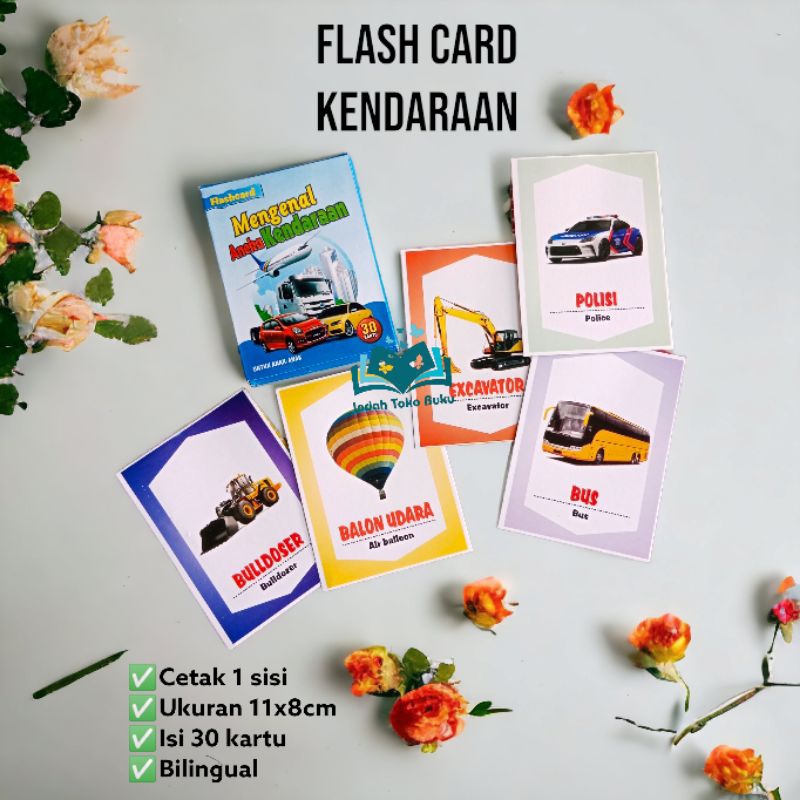 Jual BM - Flashcard Flash Card Kartu Bermain Tebak-Tebakan Kendaraan ...