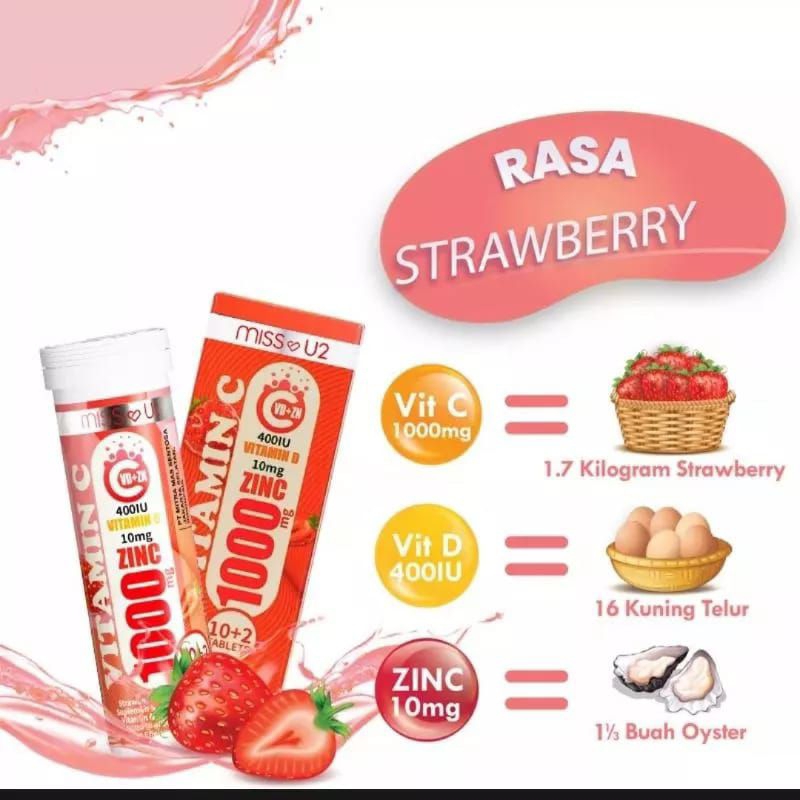 Jual Miss U2 Vitamin C 1000, Vitamin D, & ZINK - Tablet Effervescent ...