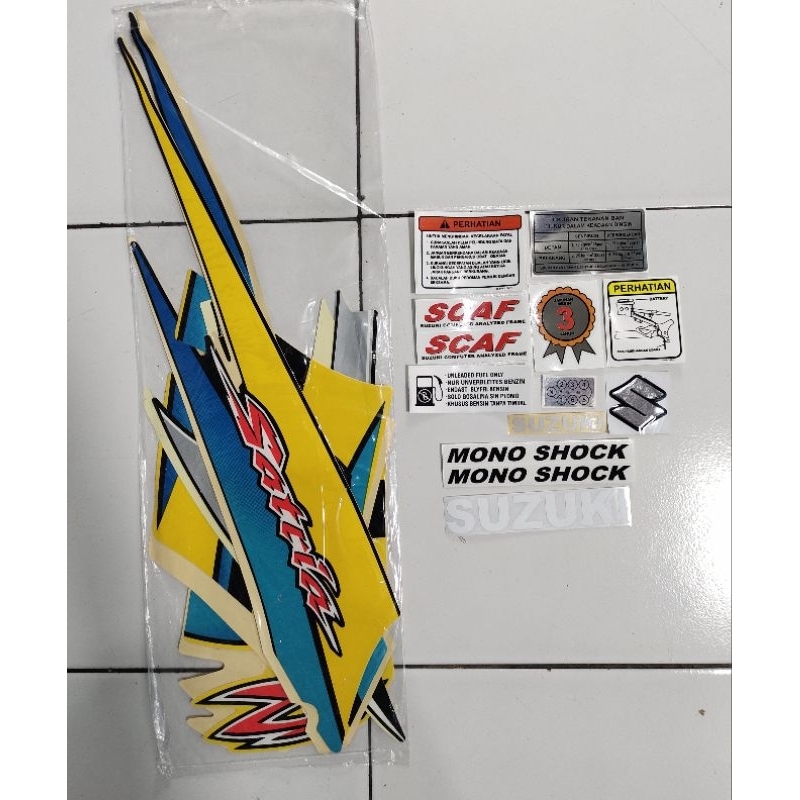 Jual striping satria hiu kuning hitam + full set stiker detail | Shopee ...