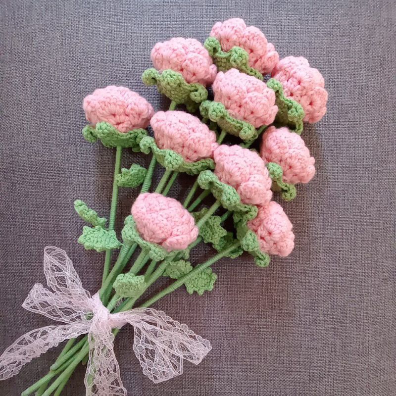 Jual cod!! Ready stock!! tidak PO!!bunga mawar rajut pink/crochet/bunga ...