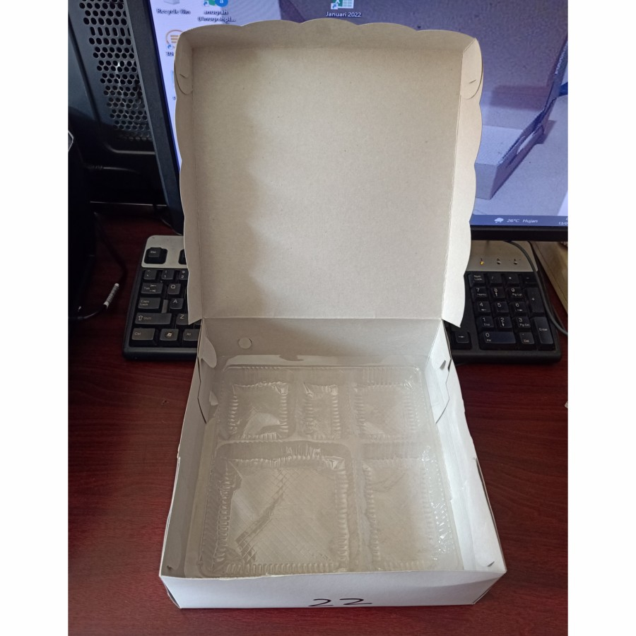 Jual Dus R11 310 gr Pakrin/ Dus kotak nasi uk 22 x 22 dus putih polos ...