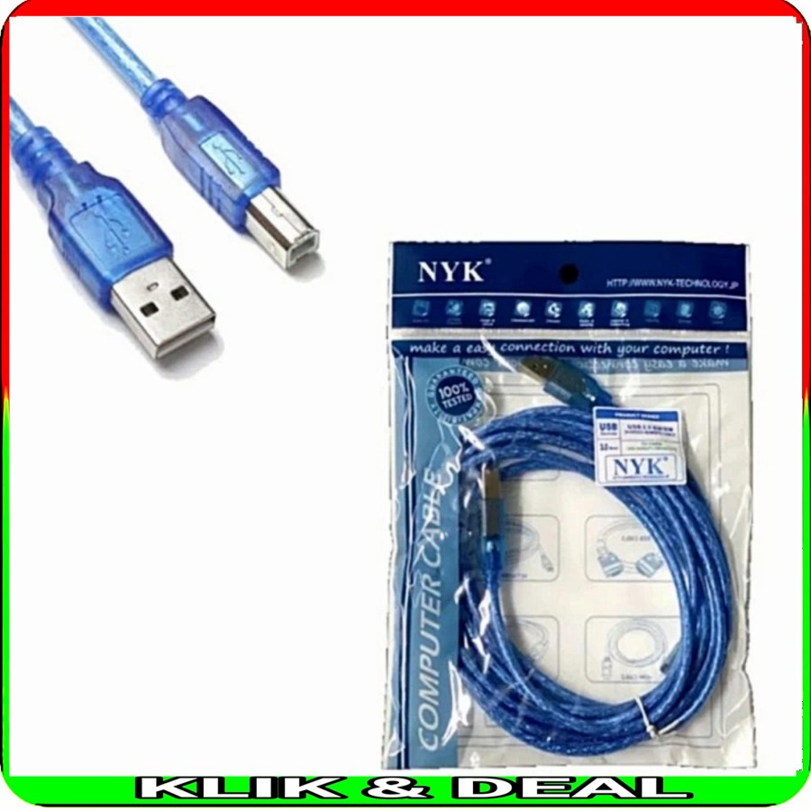 Jual kabel USB printer 3 meter original NYK | Shopee Indonesia