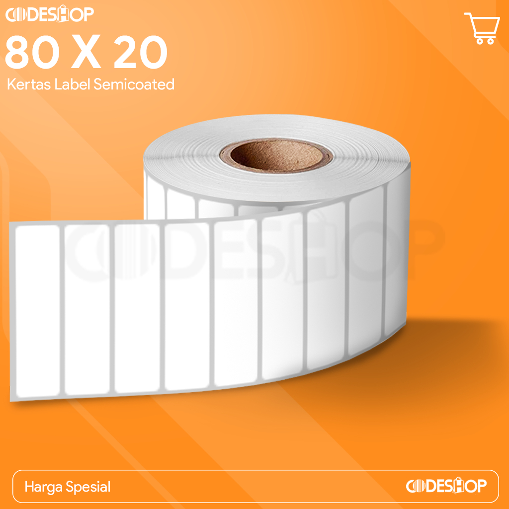 Jual Label Barcode 80 x 20 Sticker Semicoated 80x20 Core 1 Inch ...