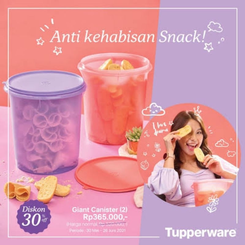 Jual Tupperware Giant Canister 8.4 Liter Red / Toples Besar Kerupuk ...