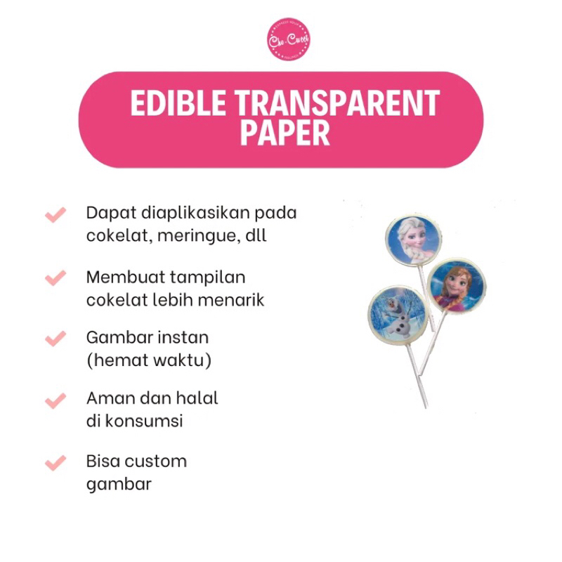 Jual Cetak Kertas Edible Foto / Logo Khusus Coklat dan Kue Icing Paper ...