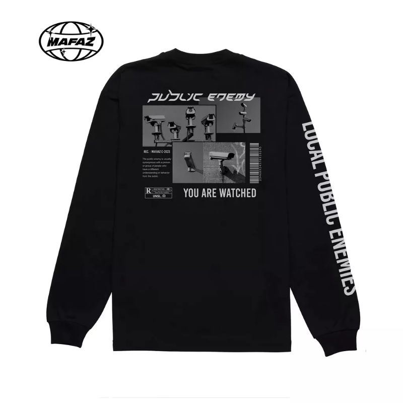 Jual Kaos Lengan Panjang Hitam Public Enemy Cotton Combed 24s | Shopee Indonesia