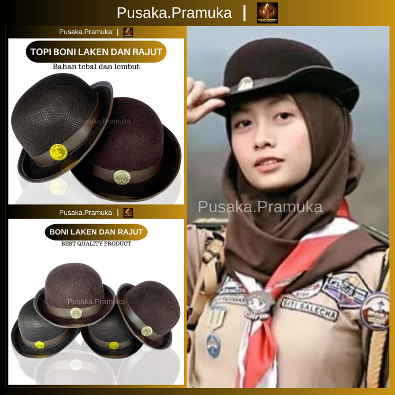 Jual Topi Boni Pramuka Putri Untuk SD SMP SMA Bahan Laken dan Rajut ...