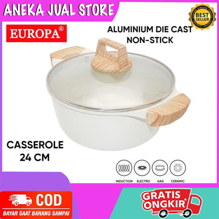 Jual ORIGINAL EUROPA Panci Sop Marble Keramik Anti Lengket + Tutup Kaca ...