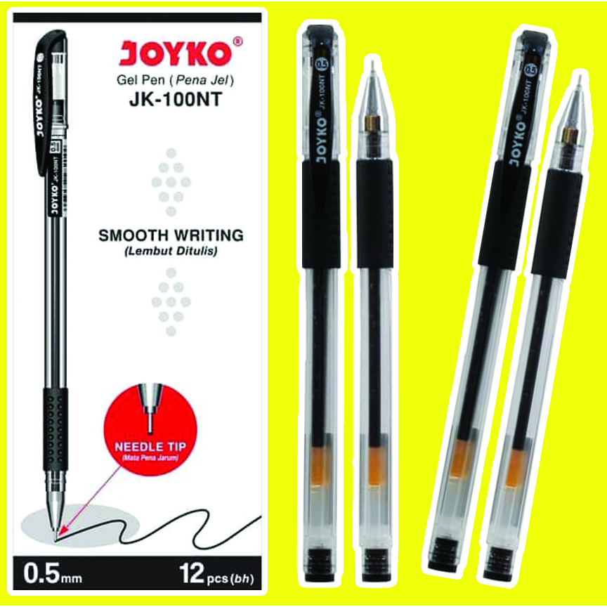 Jual (12 PCS / 1 PAX) Gel Pen Joyko JK 100 NT(Jarum) Pulpen GelPen JK ...